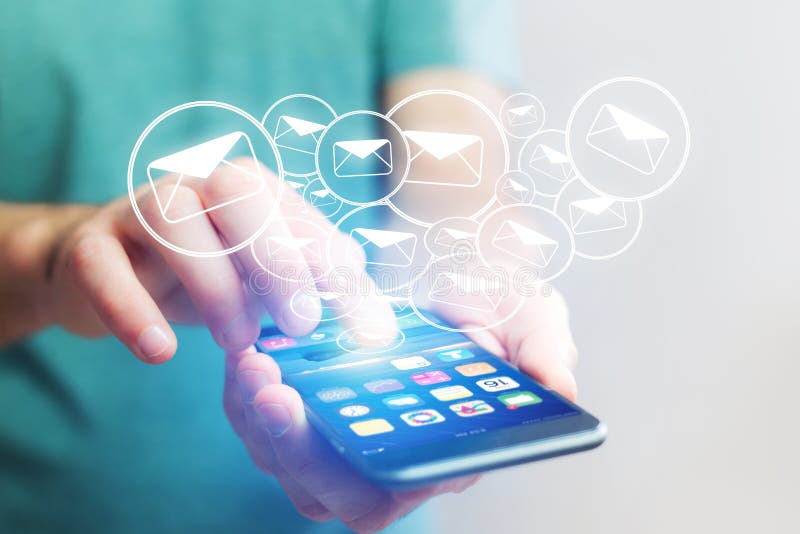 Concept of Sending Email with a Technology Smartphone Interface Stock ...