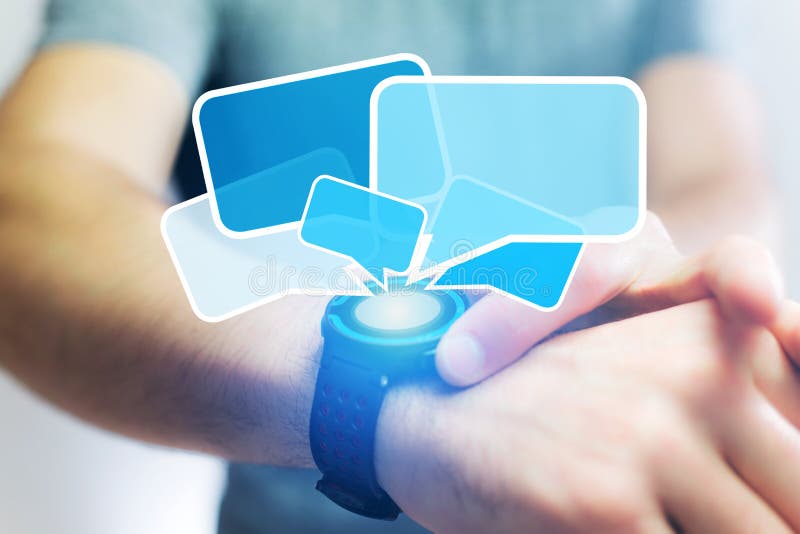 Concept of Sending Messages with a Smartwatch Stock Photo - Image of ...