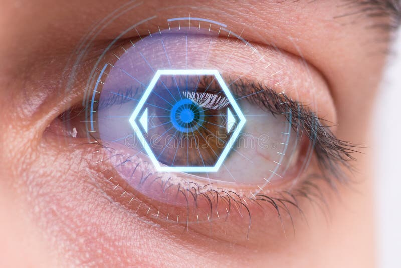 The Concept of Sensor Implanted into Human Eye Stock Photo - Image of ...