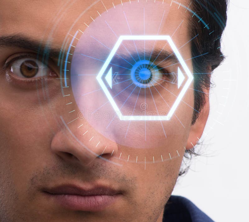 Concept of Sensor Implanted into Human Eye Stock Photo - Image of face ...