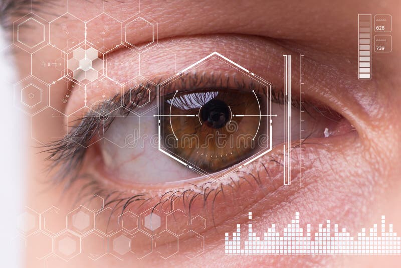 The Concept of Sensor Implanted into Human Eye Stock Photo - Image of ...