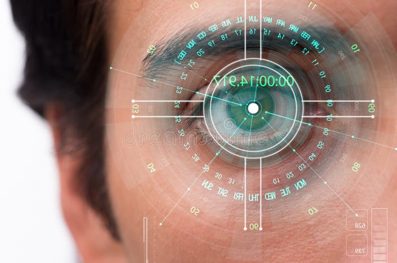 Concept of Sensor Implanted into Human Eye Stock Photo - Image of face ...