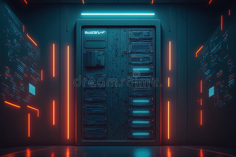 Concept of a Server with a Rack in a Server Room Stock Illustration ...