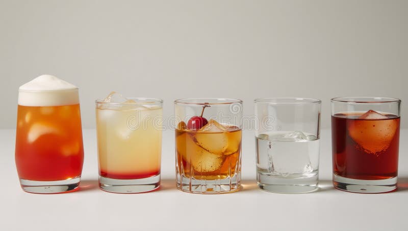 Set of Cocktail Drinks on a Backdrop Assorted Alcoholic Beverages ...