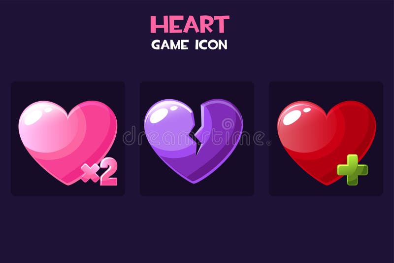 Concept Set Game Hearts Icons for Design. Stock Vector - Illustration ...