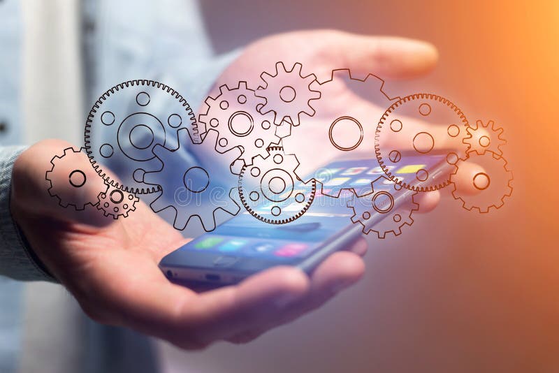 Concept of Setting a Technology Interface with Cogwheel - Gear W Stock ...