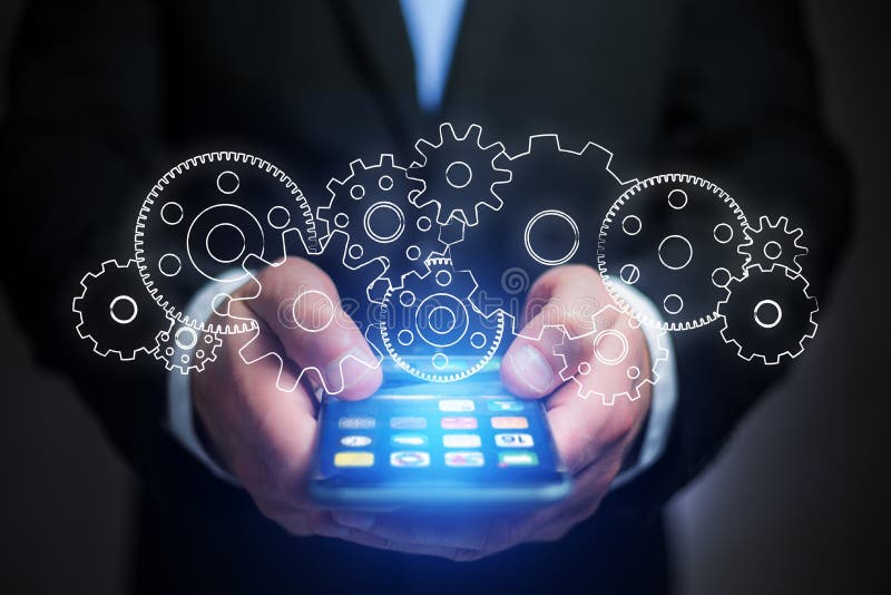 Concept of Setting a Technology Interface with Cogwheel - Gear W Stock ...
