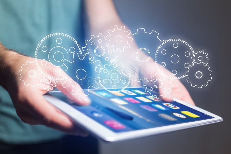 Concept of Setting a Technology Interface with Cogwheel - Gear W Stock ...