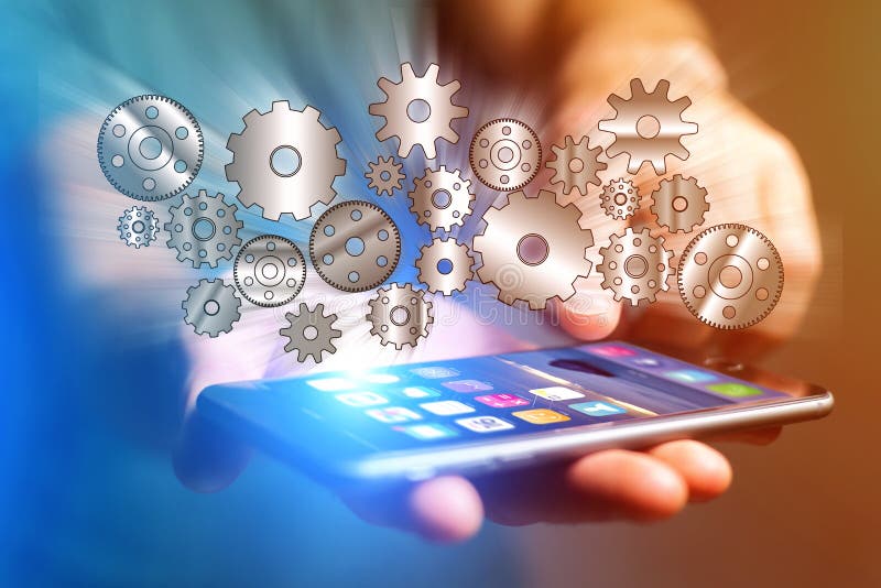 Concept of Setting a Technology Interface with Cogwheel - Gear W Stock ...