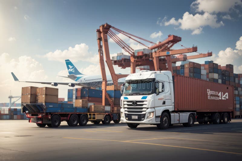 Concept Ship in Port Import-export Commercial Logistic Background, Port ...