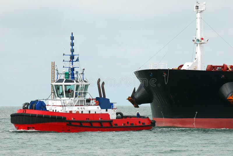 Tug Towing a Tanker Close Up Stock Photo - Image of petroleum, concept ...
