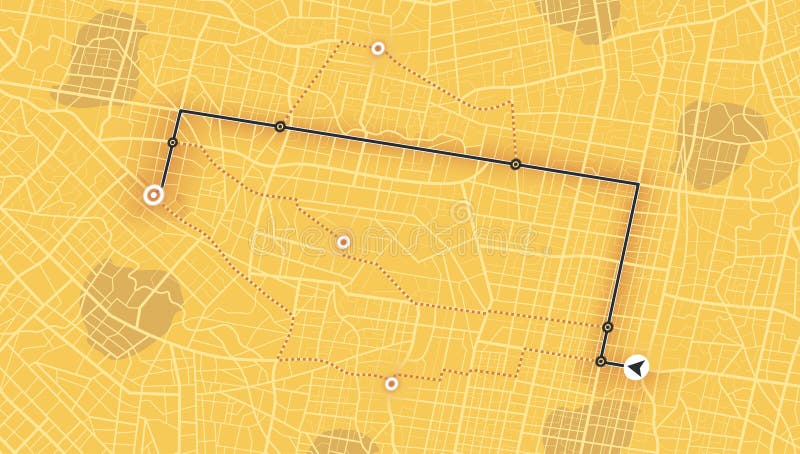 Concept of Shortest Path To the Goal. Abstract Navigation Plan on City ...
