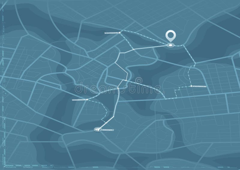 Concept of Shortest Path To the Goal. Abstract Navigation Plan on City ...