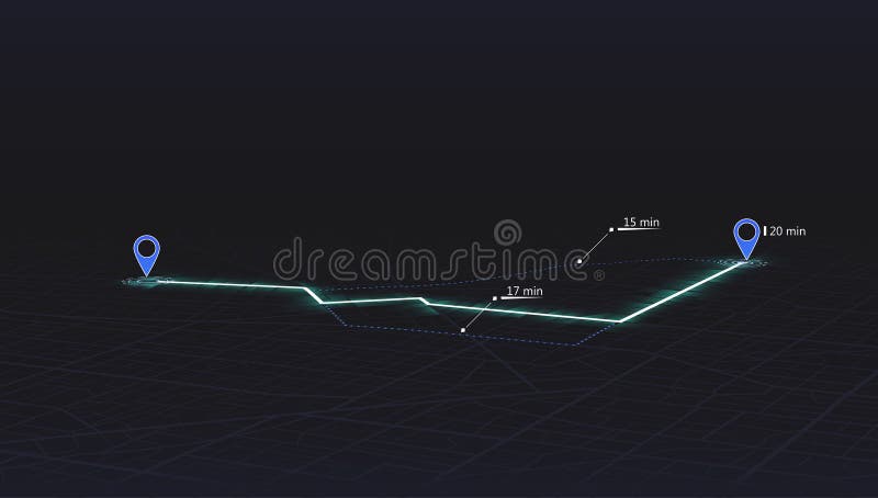 Concept of Shortest Path To the Goal. Abstract Navigation Plan on City ...