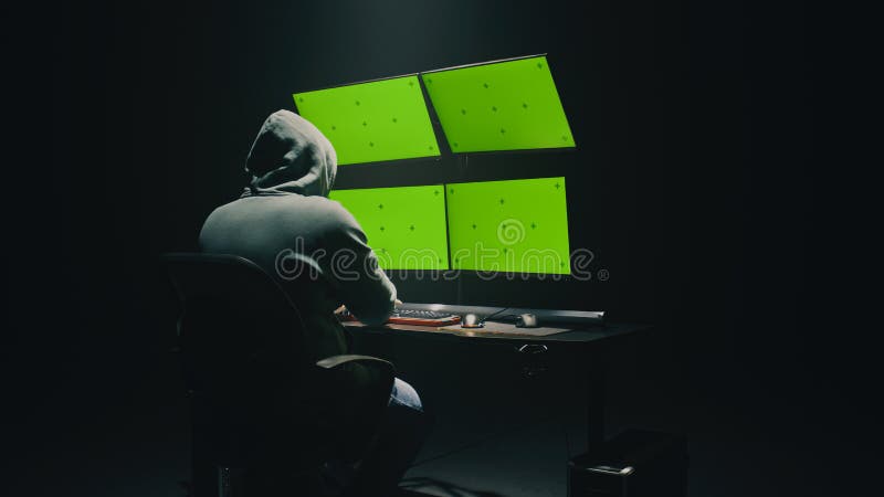 Anonymous Hacker Using Computer in Darkness Stock Photo - Image of male ...