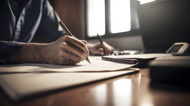 Working in Office Desk Taking Notes Business Generative Ai Stock ...