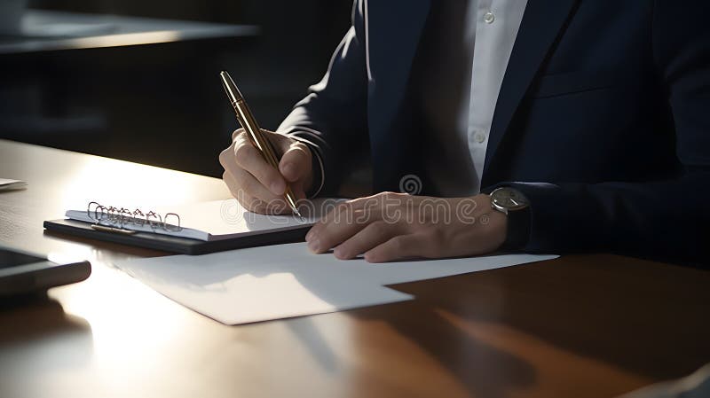 Working on Office Desk Taking Notes Business Generative Ai Stock ...