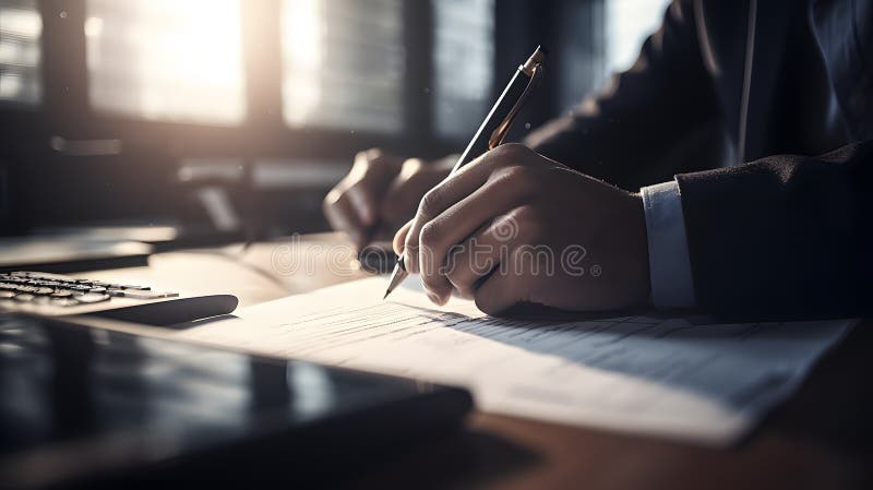 Working in Office Desk Taking Notes Business Generative Ai Stock ...