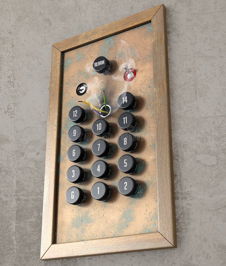 Broken Retro Elevator Control Panel Stock Image - Image of classic ...
