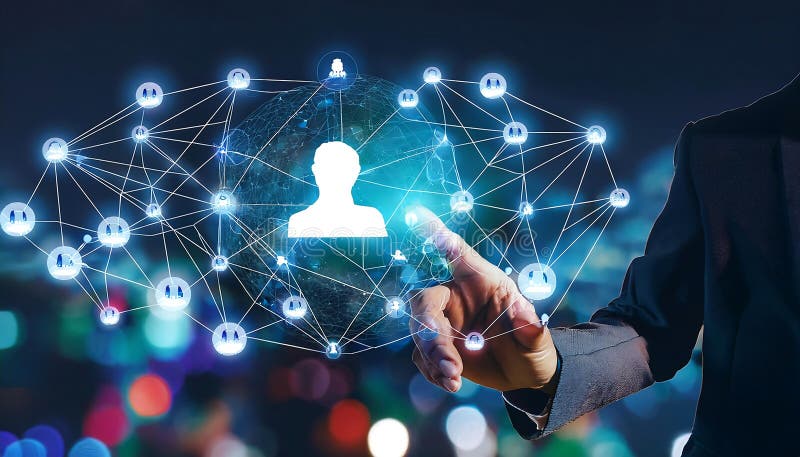 Concept Shows Communication in Social Networks, Emphasizing Interaction ...