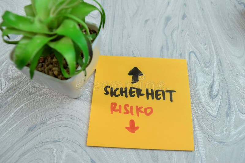 Concept of Sicherheit or Risiko Write on Sticky Notes Isolated on ...