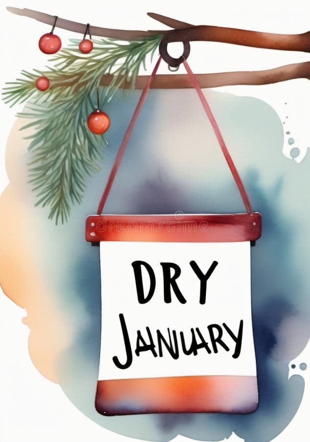 A Sign Hanging from a Tree Branch with the Words Dry January ...