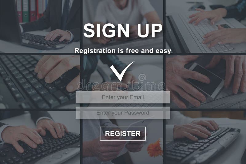Concept of sign up stock image. Image of registration - 199337773
