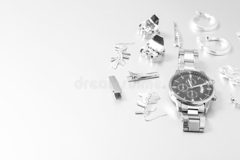 Concept of Silver, Different Silver Textures and Items Stock Image ...