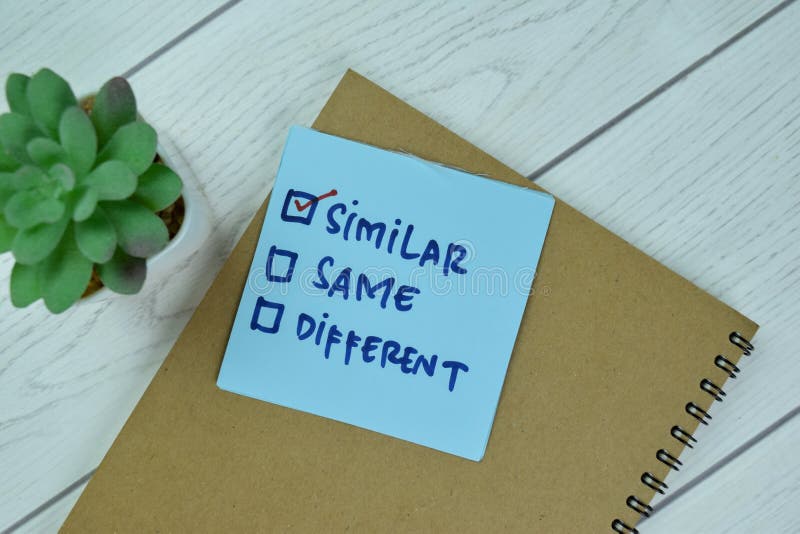 Concept of Similar Write on Sticky Notes Isolated on Wooden Table Stock ...