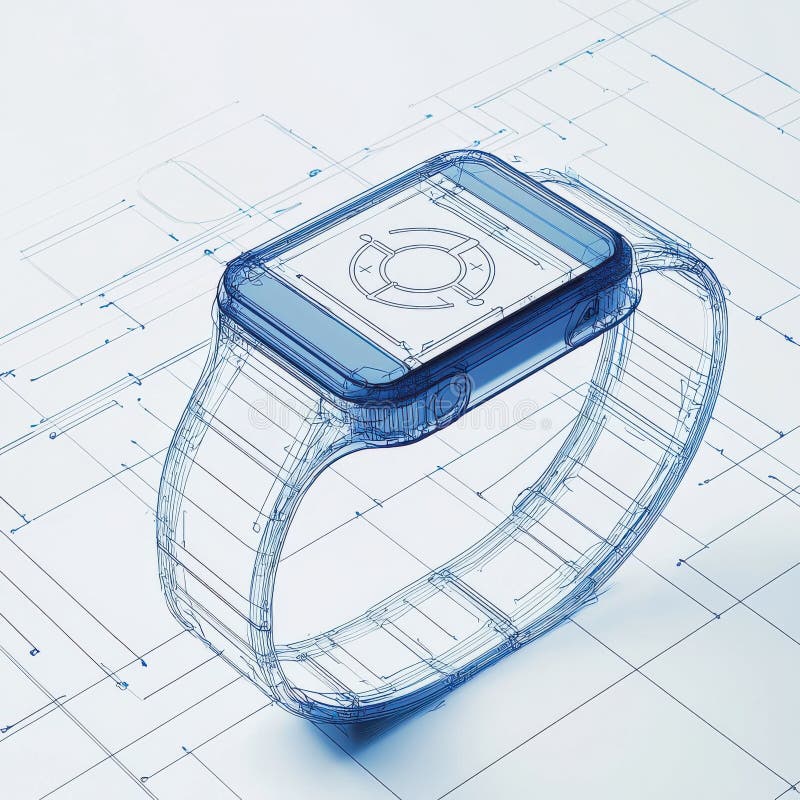 Concept Sketch of a Smartwatch Design Showcasing Features and ...