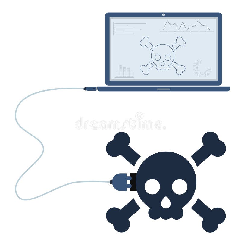 Concept Skull Automation Using Laptop Stock Vector - Illustration of ...