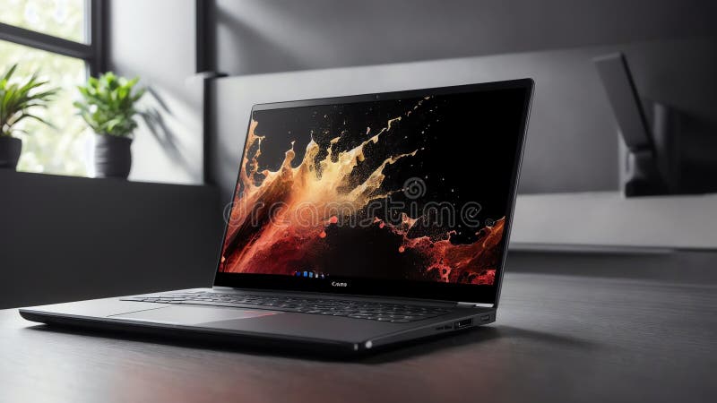 Sleek Matte Black Laptop.AI Generated Stock Illustration - Illustration ...