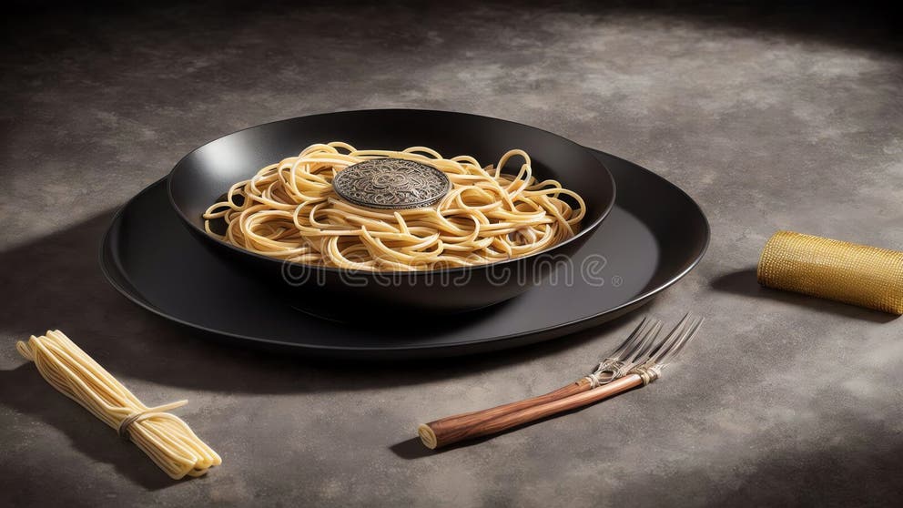 Sleek Wooden Pasta Server.AI Generated Stock Illustration ...