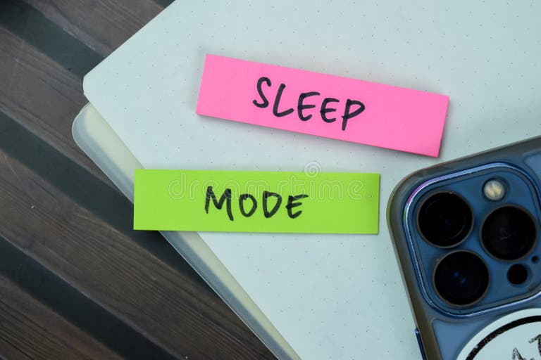 Concept of Sleep Mode Write on Sticky Notes Isolated on Wooden Table ...