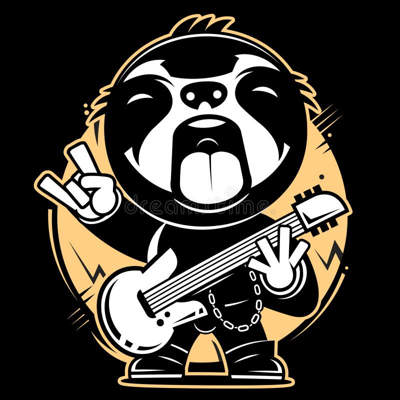 Concept Sloth Character Playing Guitar and Singing. this Vector ...