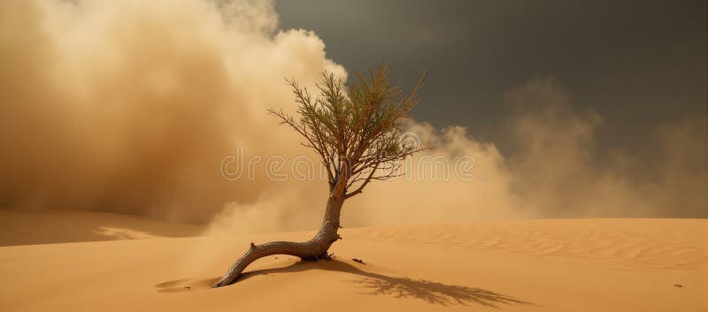 Slowmoving Sandstorm Dust Cloud Against a Backdrop Stock Illustration ...
