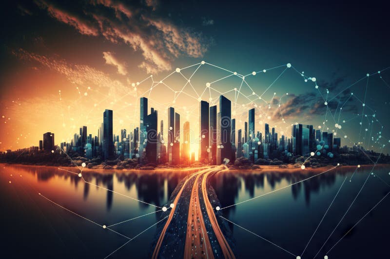 Concept of a Smart City and Communication Network Stock Illustration ... Concept of a Smart City and Communication Network Stock Illustration ...