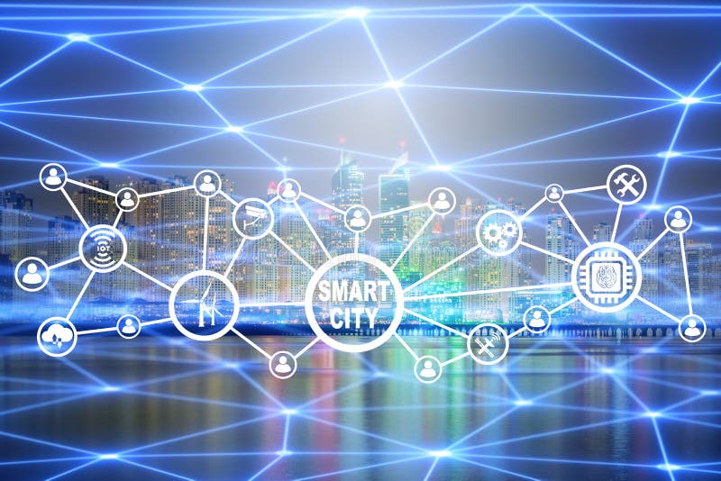 The Concept of Smart City and Internet of Things Stock Photo - Image of ...