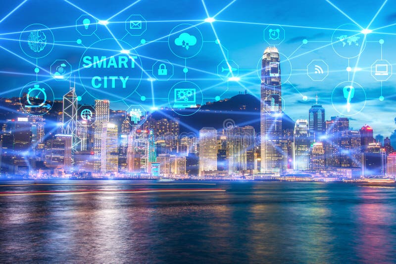 The Concept of Smart City and Internet of Things Stock Photo - Image of ...
