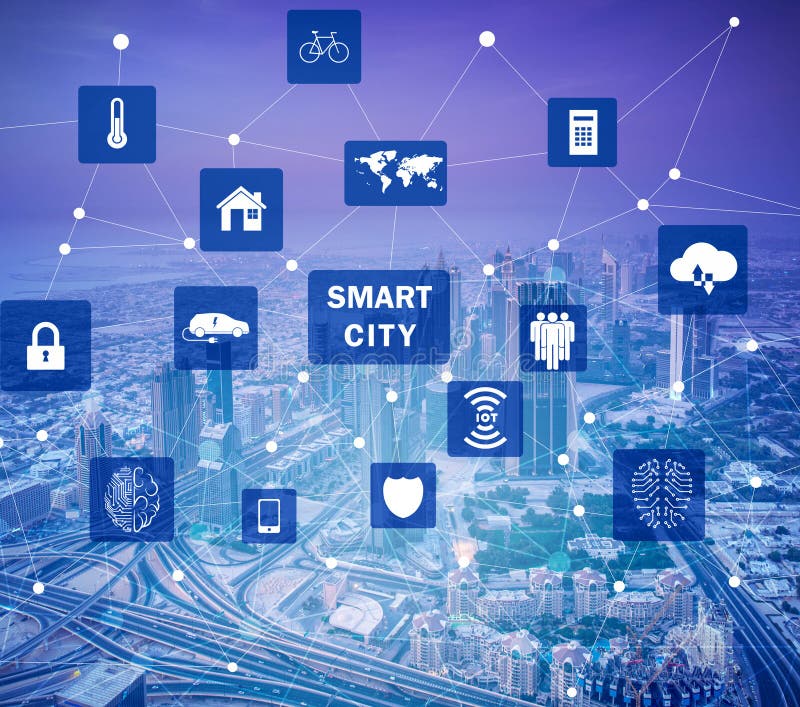 Concept of Smart City and Internet of Things Stock Photo - Image of ...