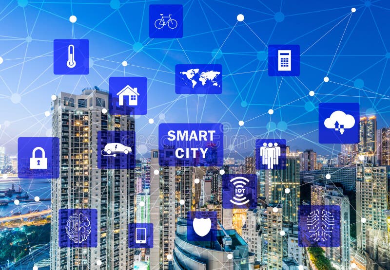 Concept of Smart City and Internet of Things Stock Illustration ...