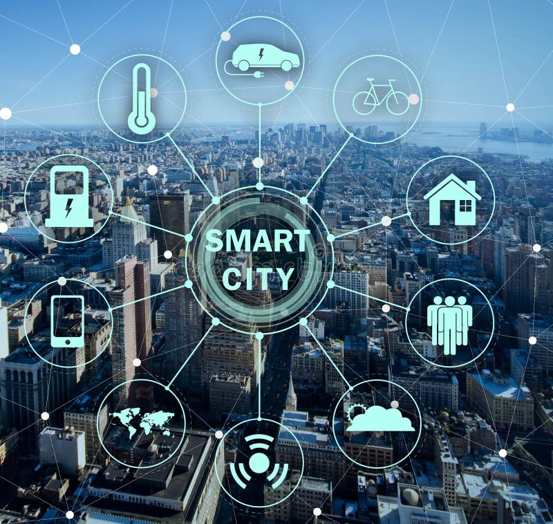 Concept of Smart City and Internet of Things Stock Photo - Image of ...
