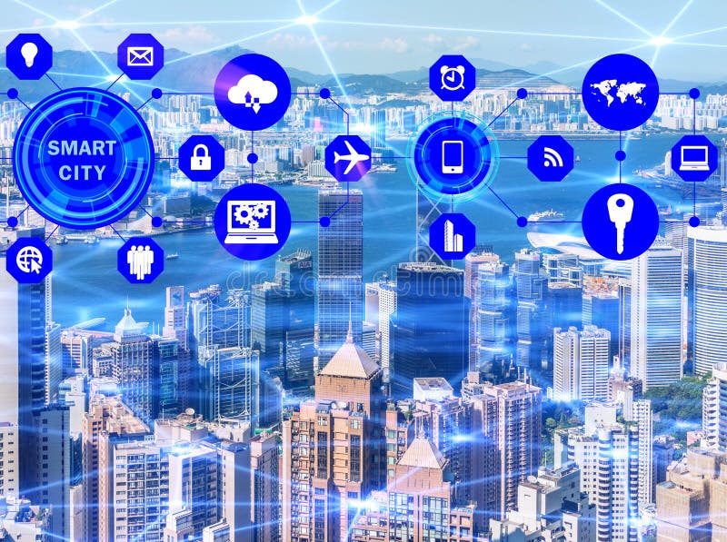 Concept of Smart City and Internet of Things Stock Photo - Image of ...