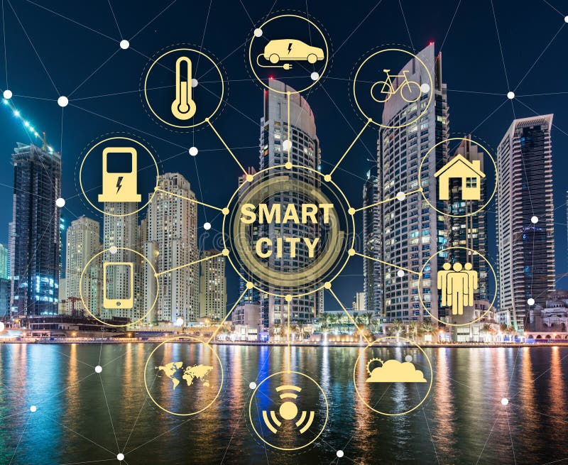 Concept of Smart City and Internet of Things Stock Photo - Image of ...