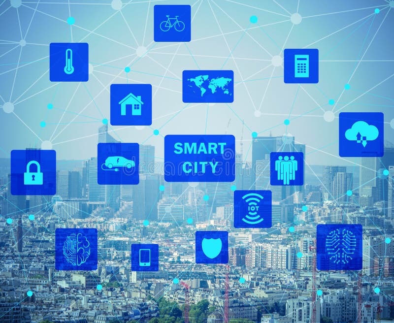 Concept of Smart City and Internet of Things Stock Image - Image of ...