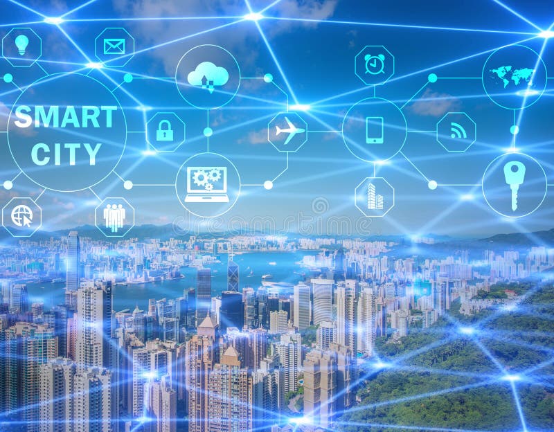 Concept of Smart City and Internet of Things Stock Photo - Image of ...