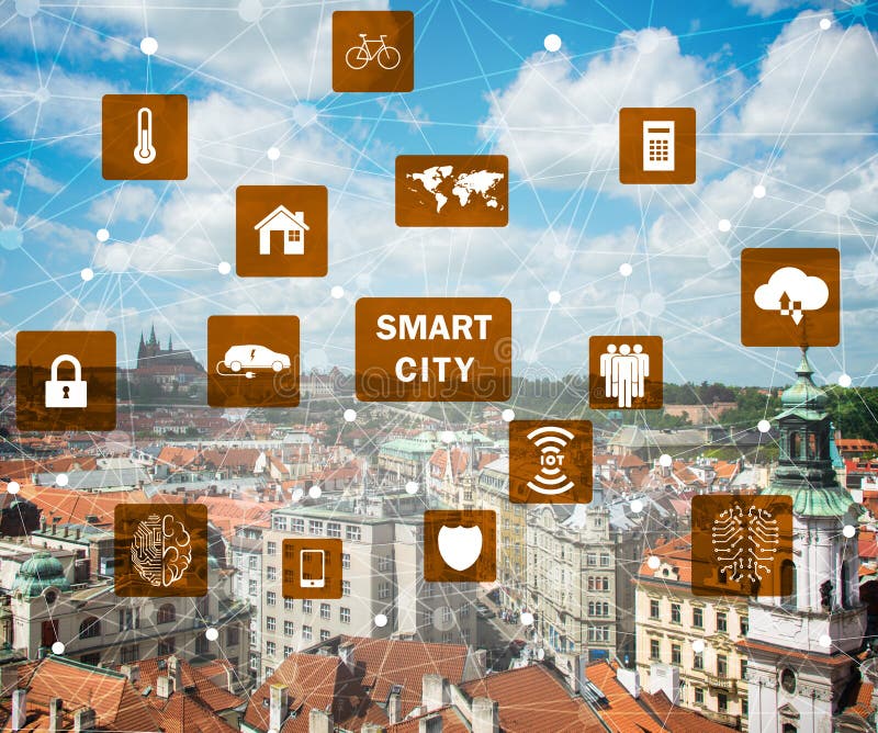 Concept of Smart City and Internet of Things Stock Illustration ...