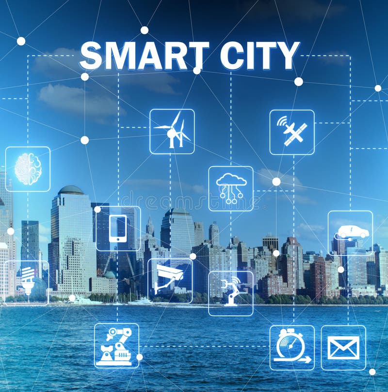 Concept of Smart City and Internet of Things Stock Illustration ...