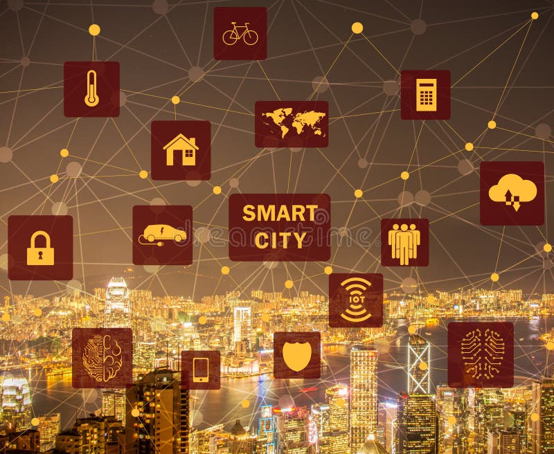 Concept of Smart City and Internet of Things Stock Illustration ...