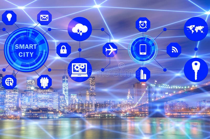 Concept of Smart City and Internet of Things Stock Image - Image of ...